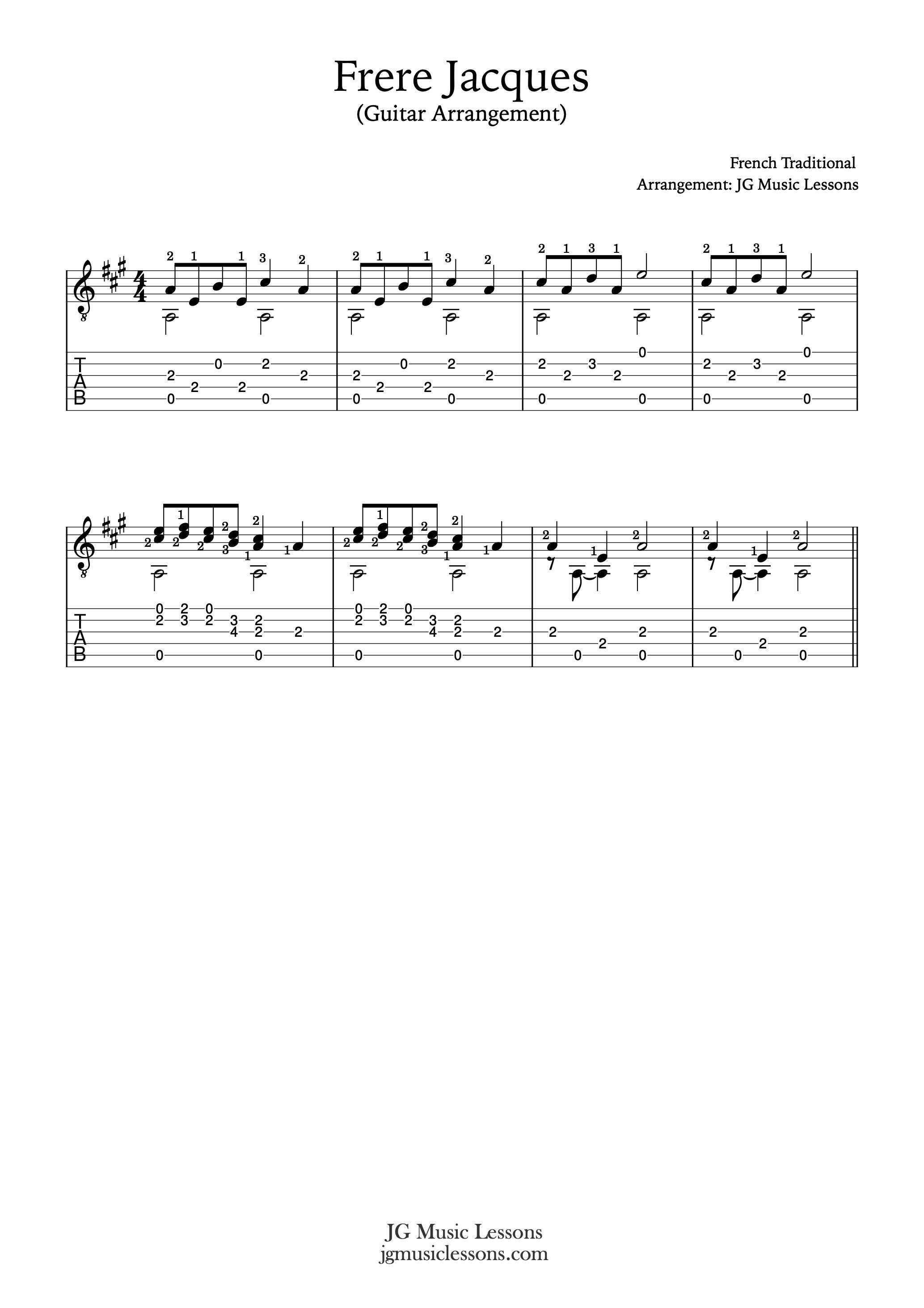 Frere Jacques Guitar Chords