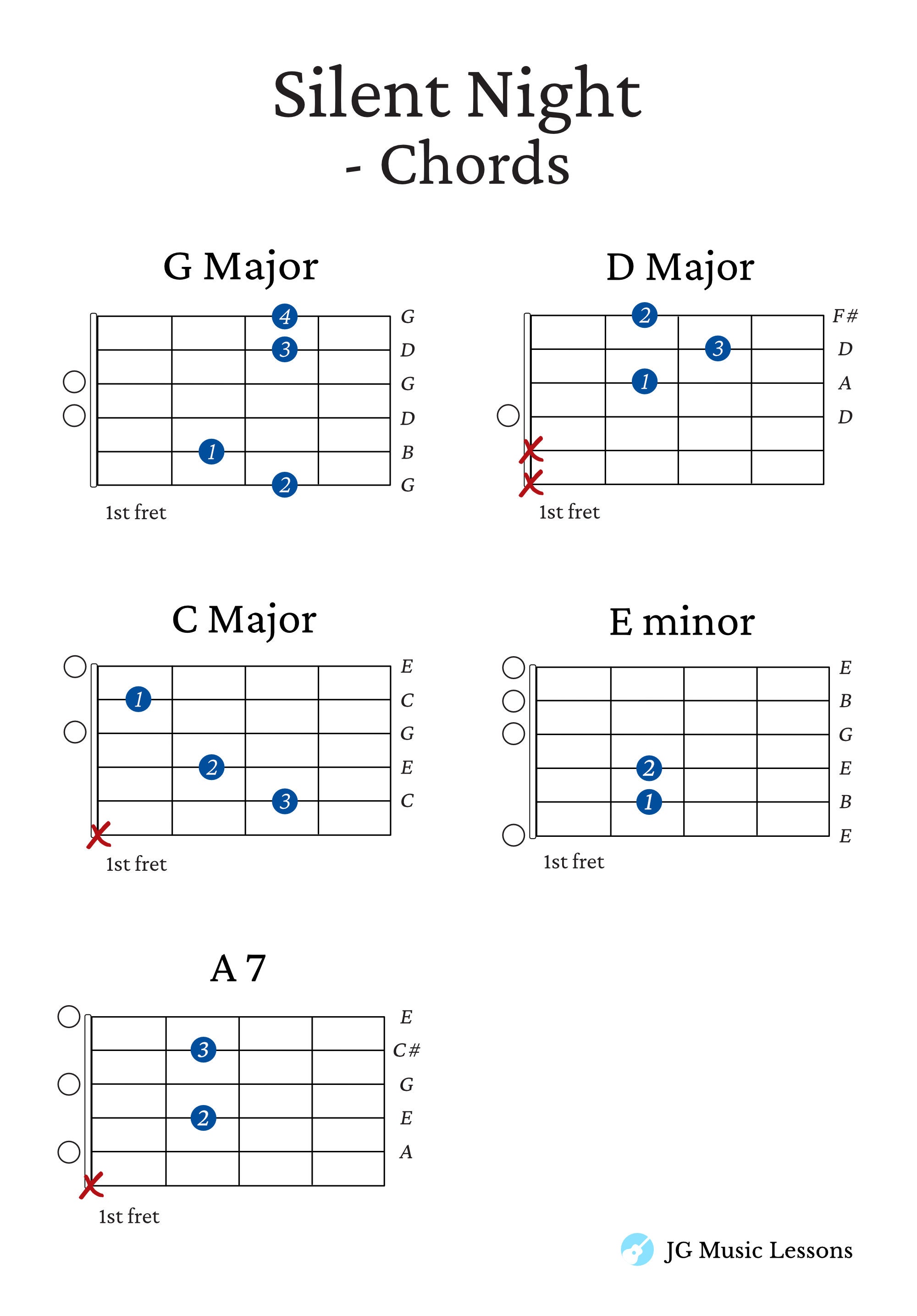 Silent Night Guitar Sheet Music With Tabs - Chords, Melody, and ...