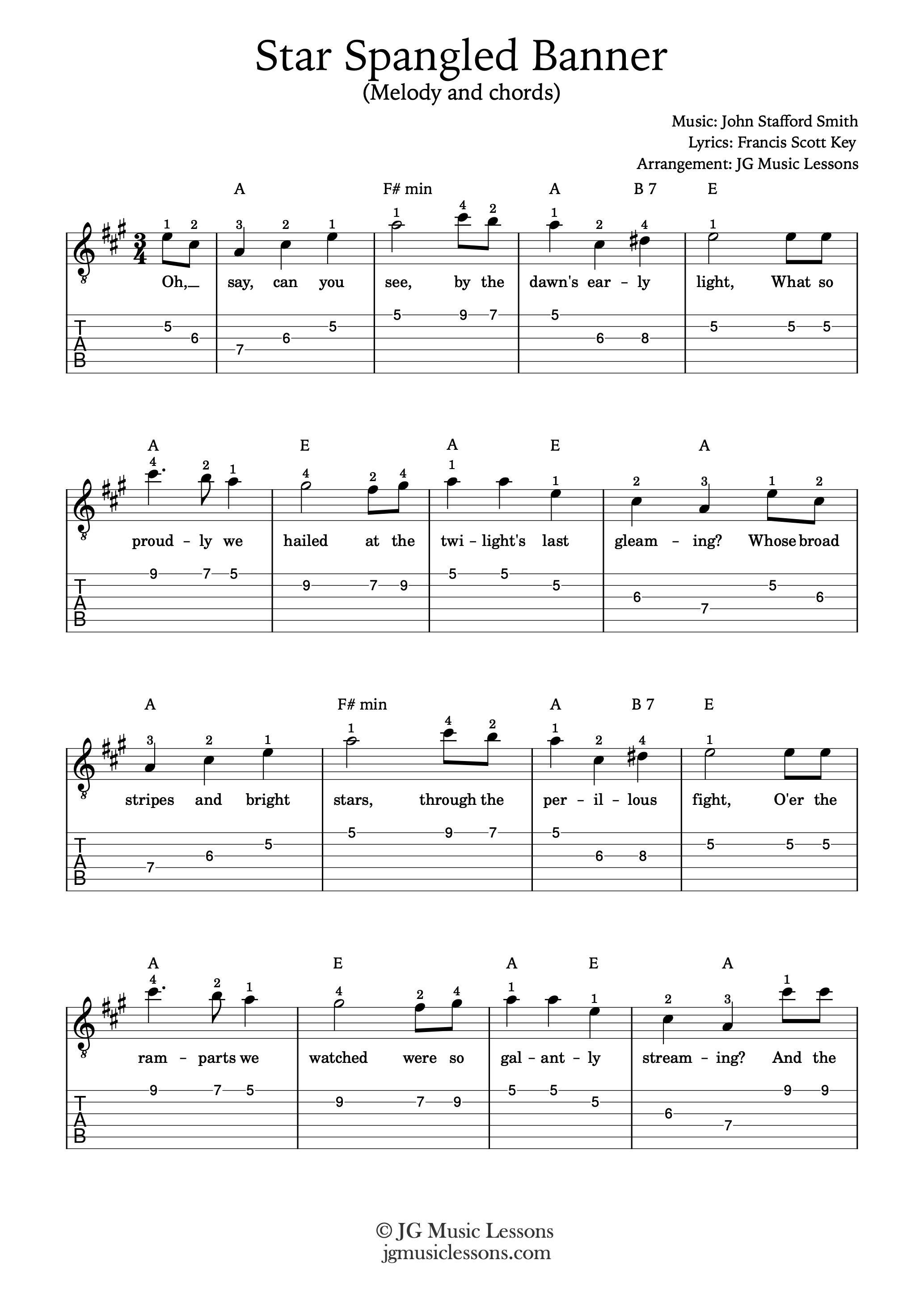 Guitar Chords Star Spangled Banner