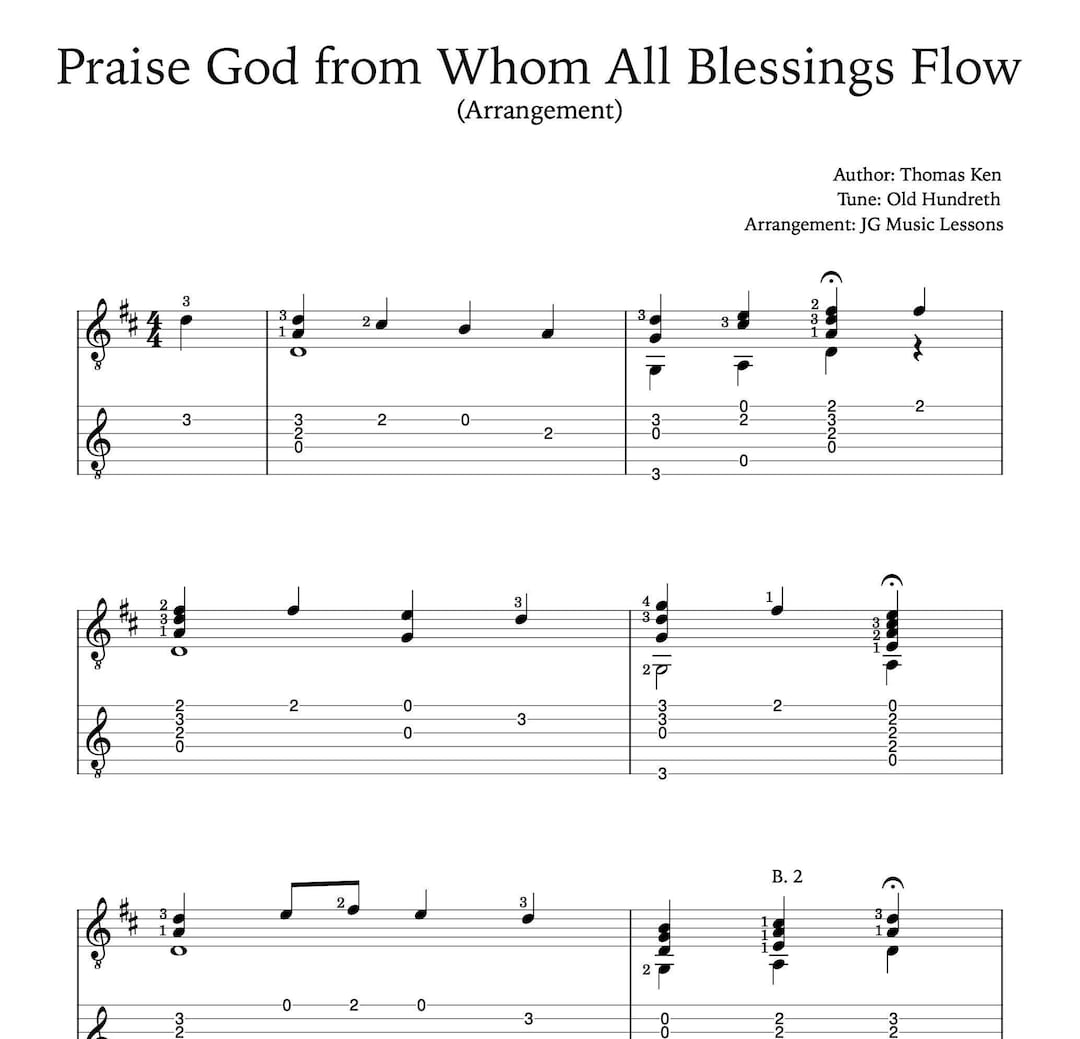 Praise God From Whom All Blessings Flow Guitar Tabs, Chords (digital ...