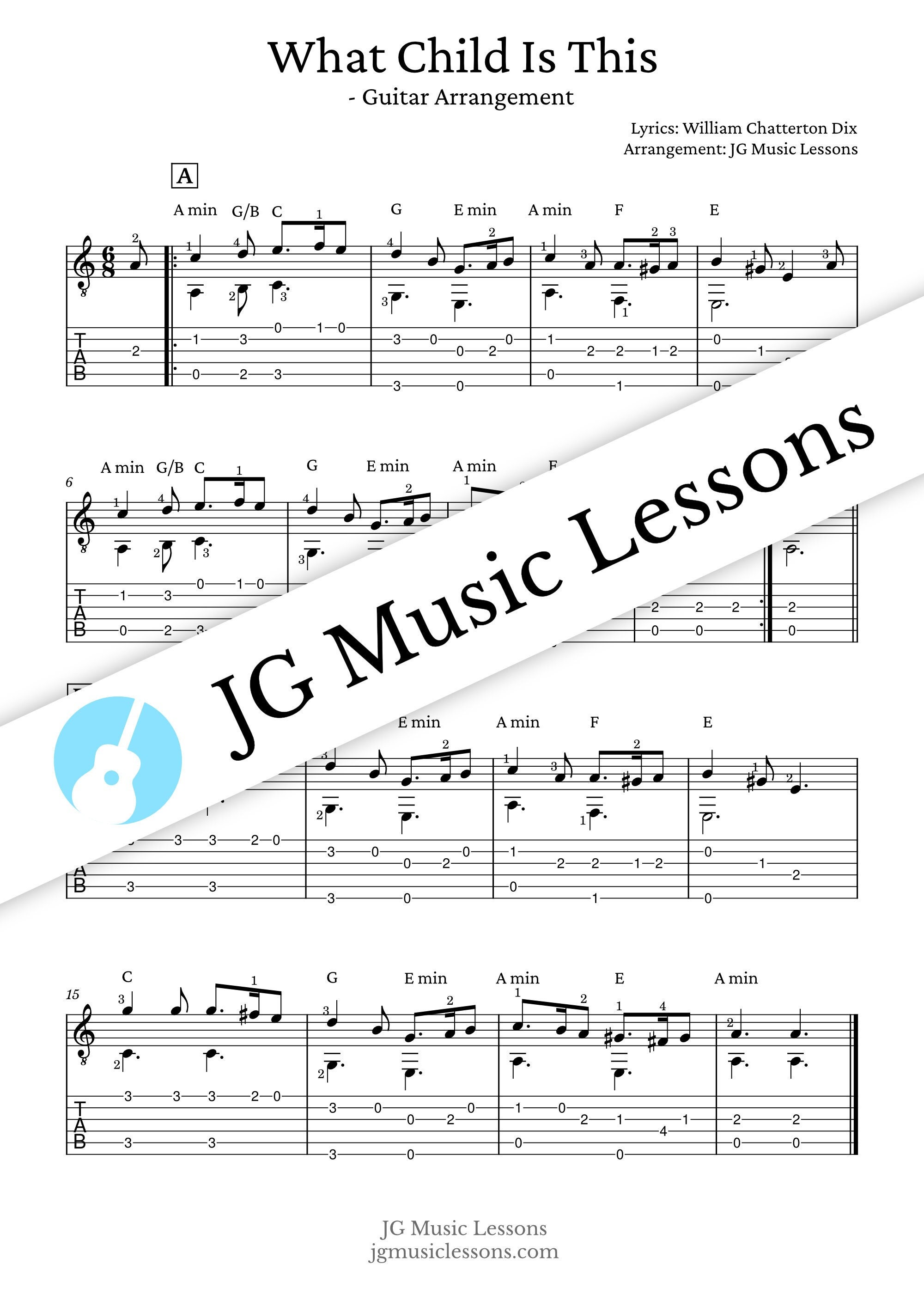 What Child is This Guitar Sheet Music With Tabs Chords, Melody, and ...