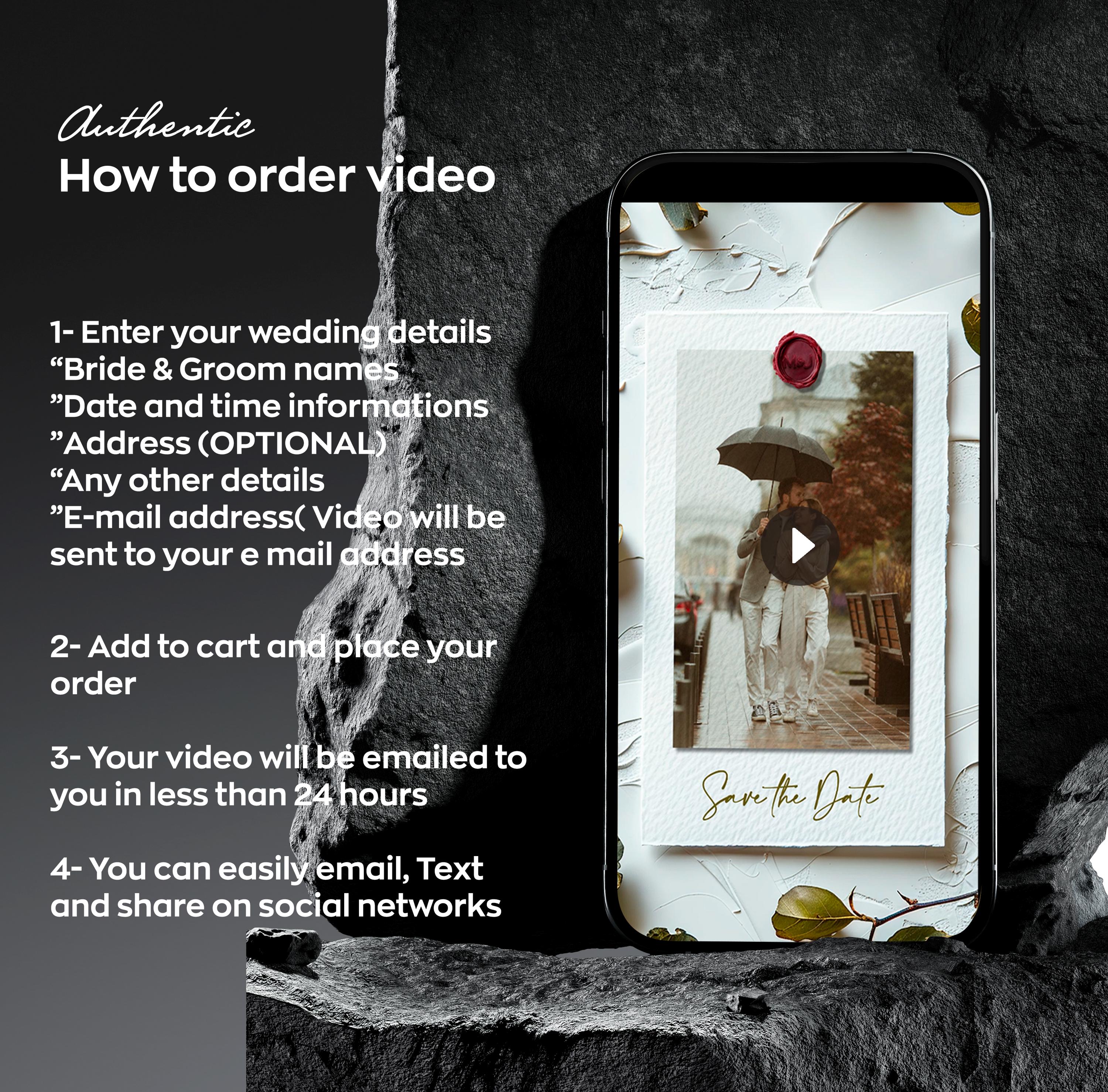 Authentic Digital Save the Date Wedding Video, Minimalist Wedding Save ...