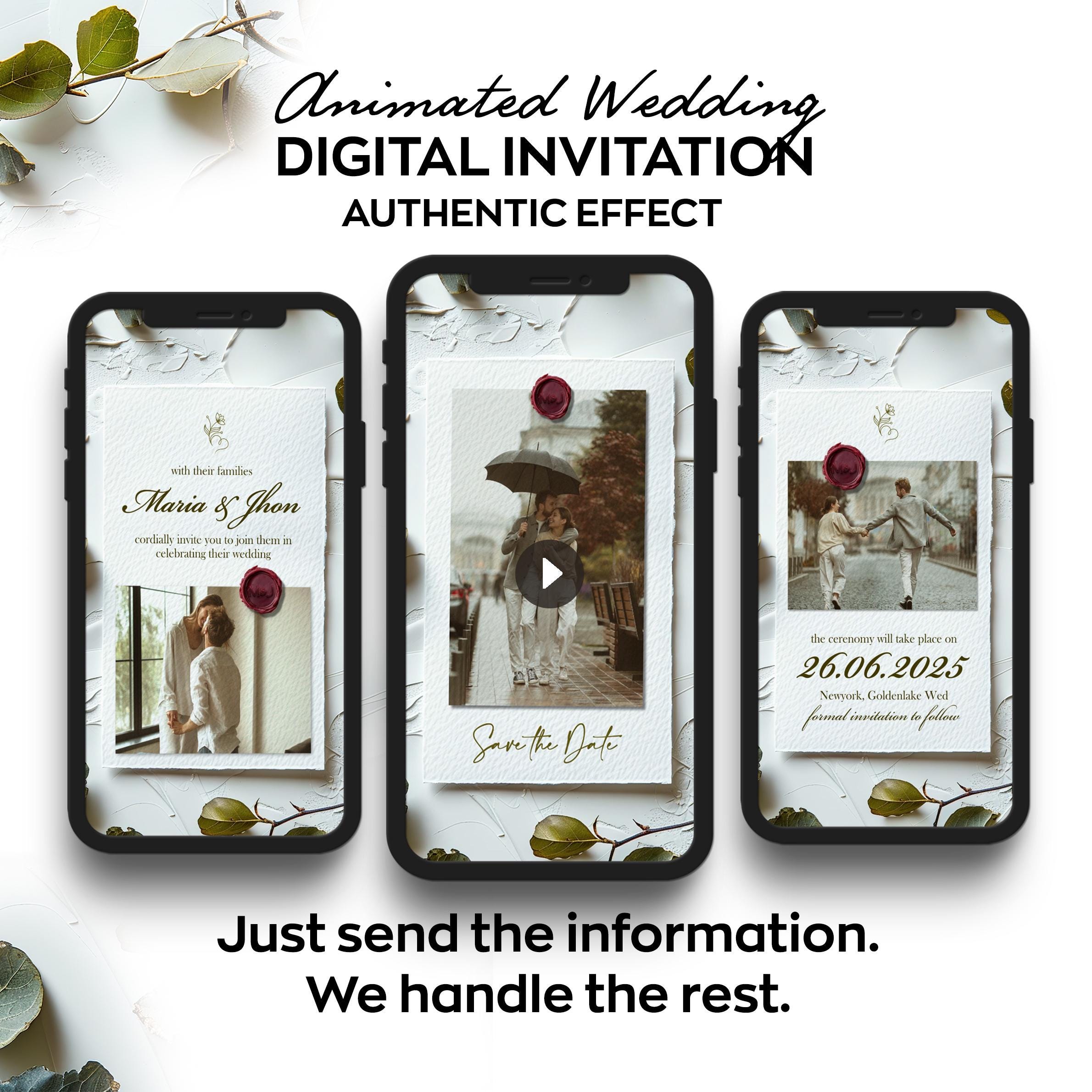 Authentic Digital Save the Date Wedding Video, Minimalist Wedding Save ...