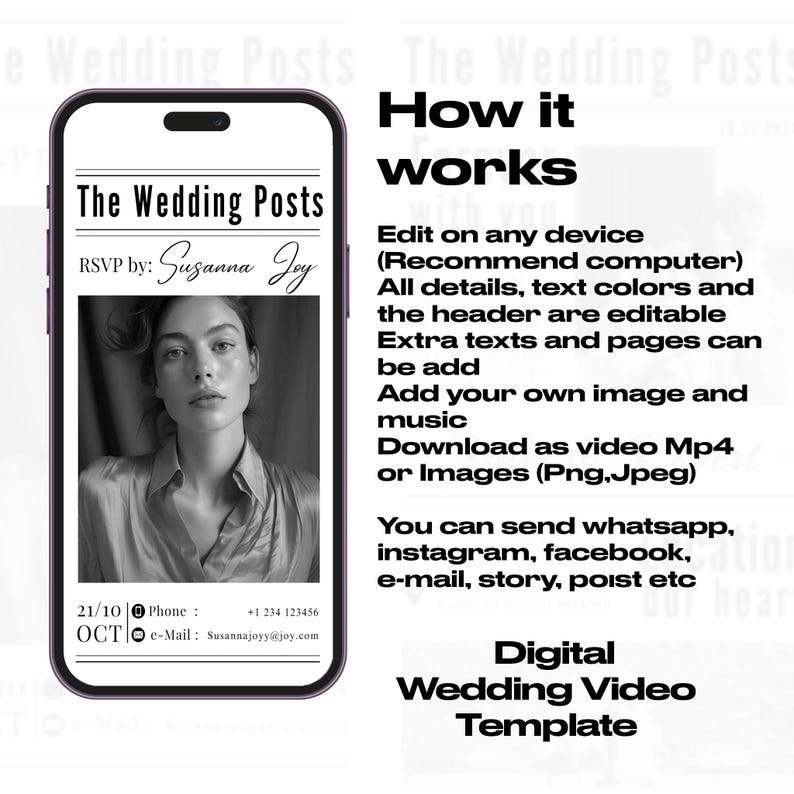 Wedding Video Invitation Template, Animated Wedding Invitation - Etsy