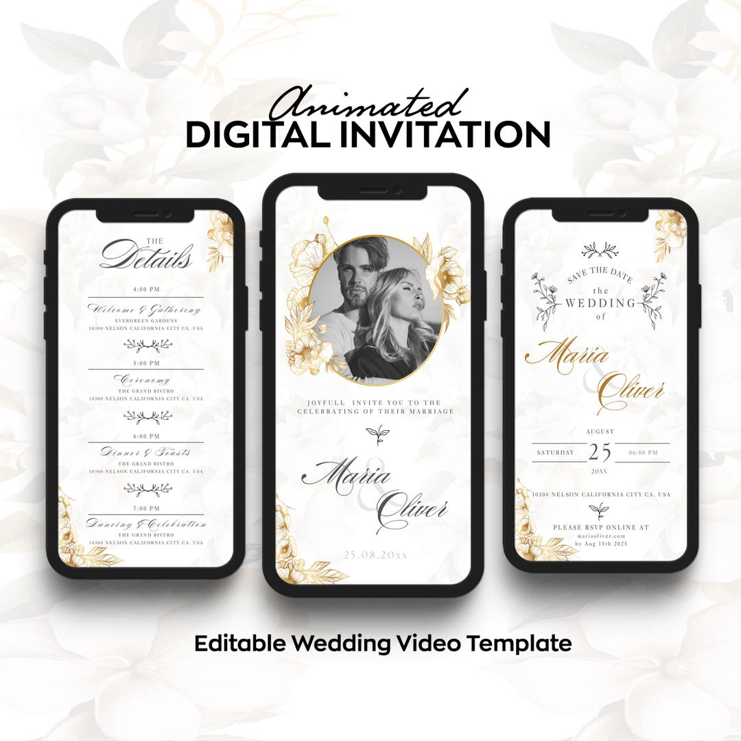 Wedding Video Invitation Template, Animated Wedding Invitation, Details ...