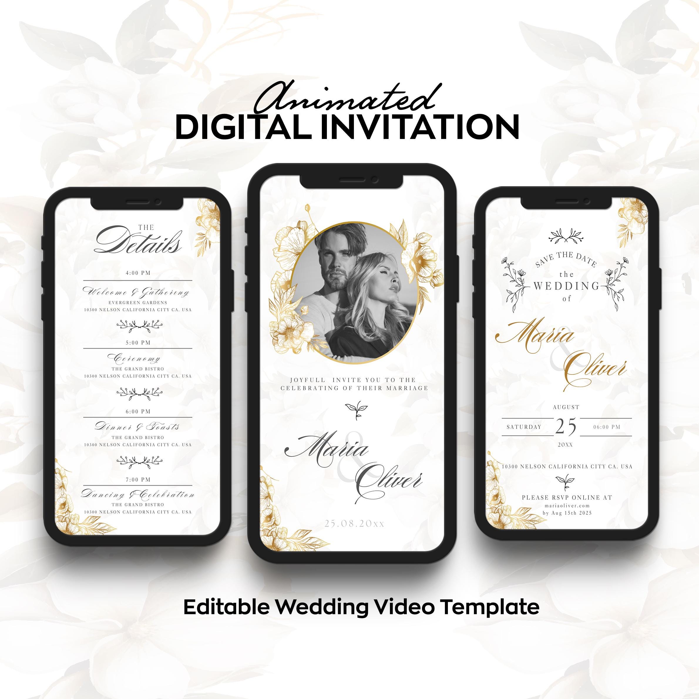 Wedding Video Invitation Template, Animated Wedding Invitation, Details ...