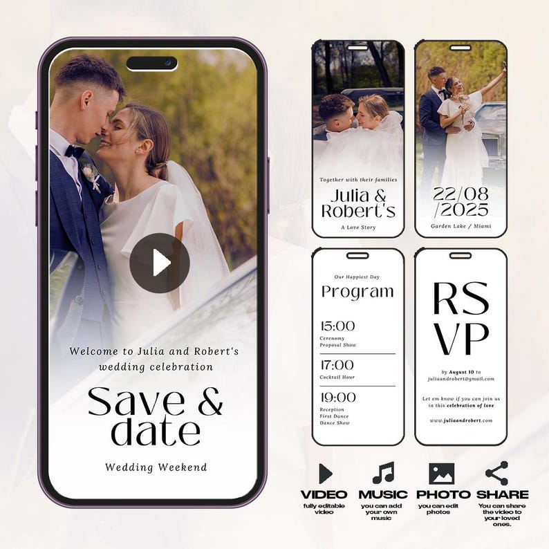 Wedding Video Invitation Template, Animated Wedding Invitation - Etsy