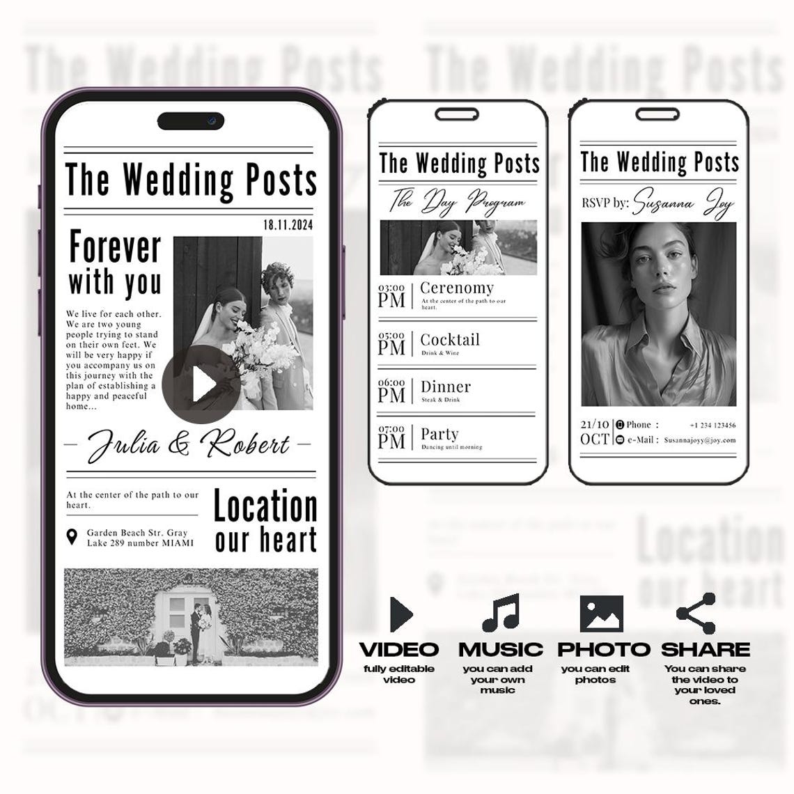 Wedding Video Invitation Template, Animated Wedding Invitation - Etsy