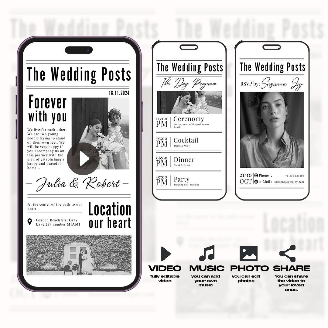 Wedding Video Invitation Template, Animated Wedding Invitation - Etsy
