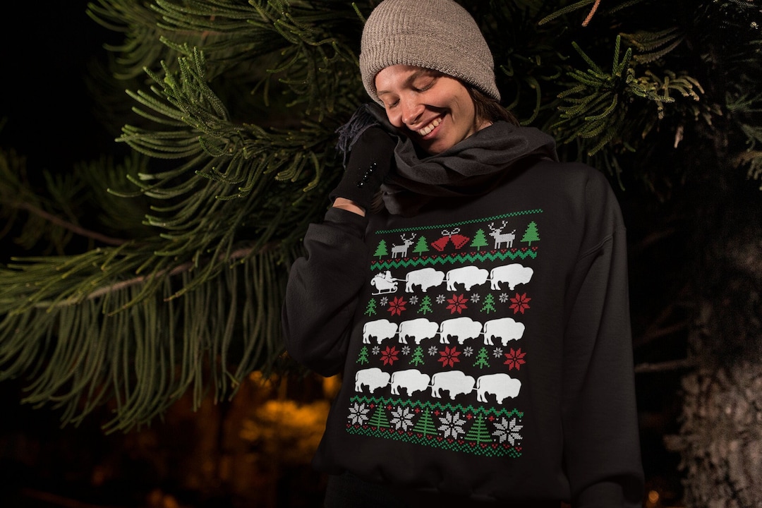 Bison Pulling Santa Sleigh Funny North American Buffalo Ugly - Etsy