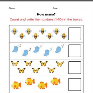 Count and Write Numbers Worksheet Numbers 1 10 Pre-k Printable ...