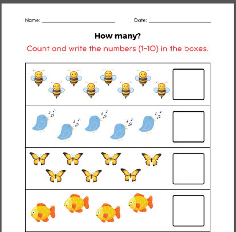 Count and Write Numbers Worksheet Numbers 1 10 Pre-k Printable ...