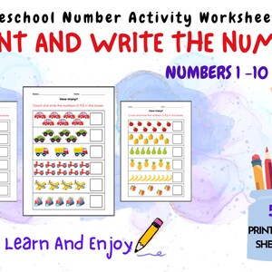 Count and Write Numbers Worksheet Numbers 1 10 Pre-k Printable ...