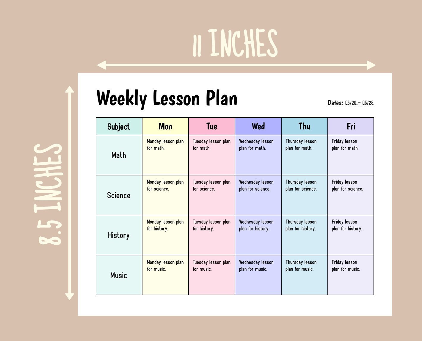 Weekly Lesson Plan PDF Template Lesson Planner Printable Editable ...