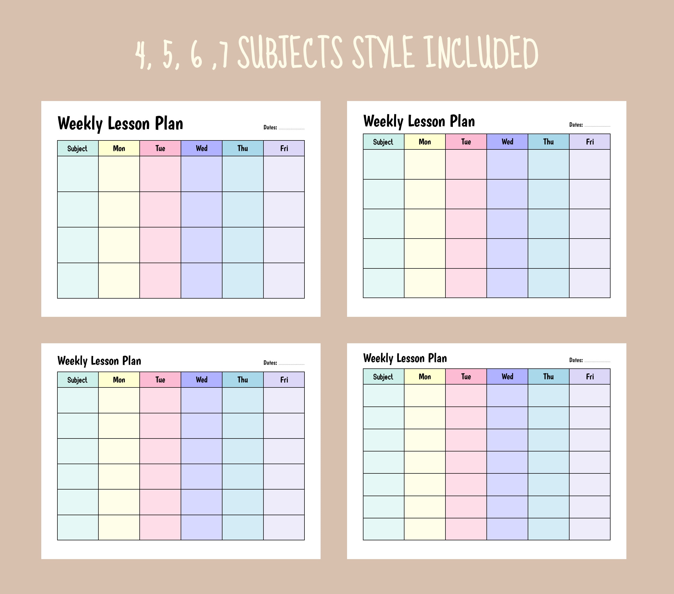 Weekly Lesson Plan PDF Template Lesson Planner Printable Editable ...