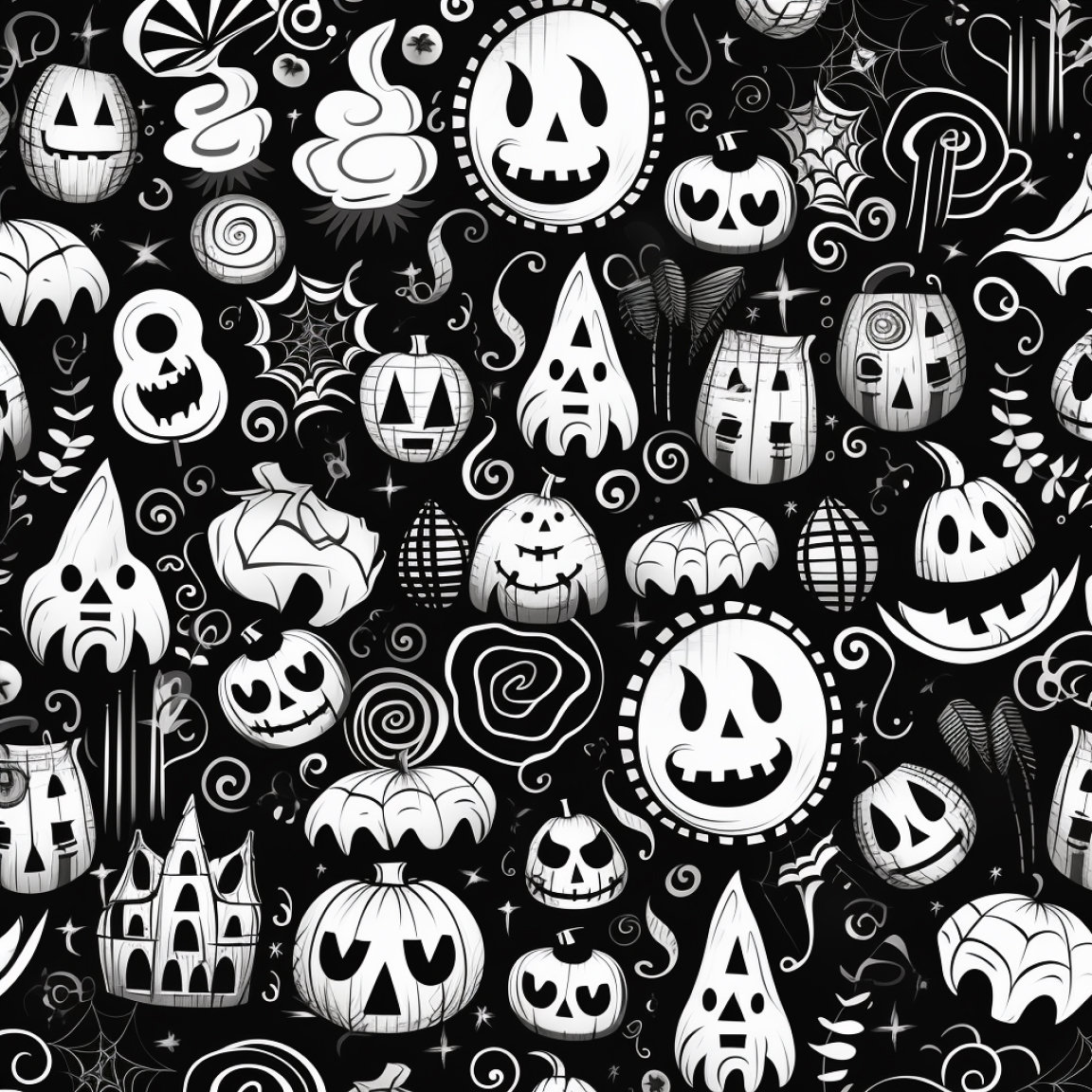 9 Black and White Halloween Digital Paper Halloween Papers, Spooky ...