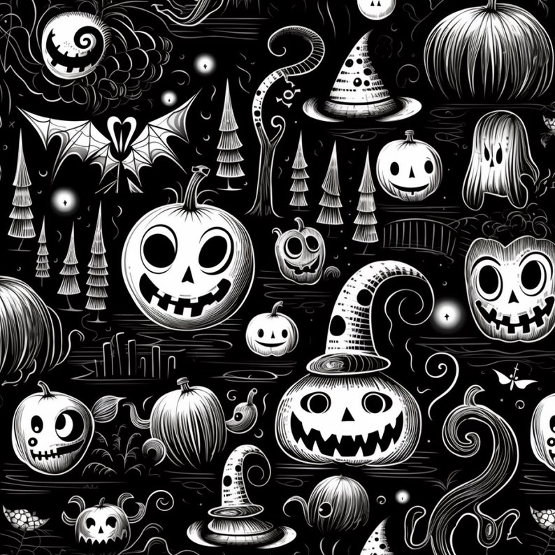 9 Black and White Halloween Digital Paper Halloween Papers - Etsy