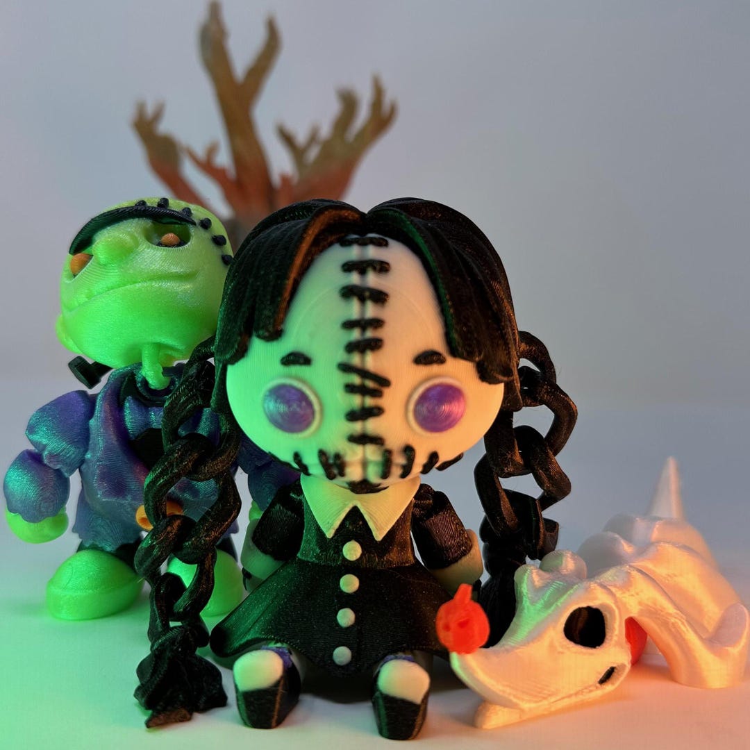 Spooky Wednesday Inspired 3D Printed Doll - Creepy Cute Gothic Figurine ...