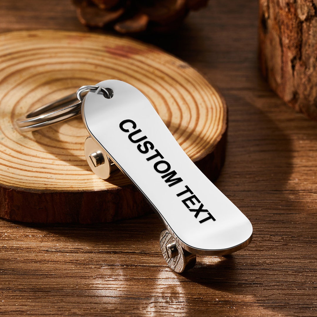 Personalized Skateboard Keychain Custom Engraved Keyrings for ...