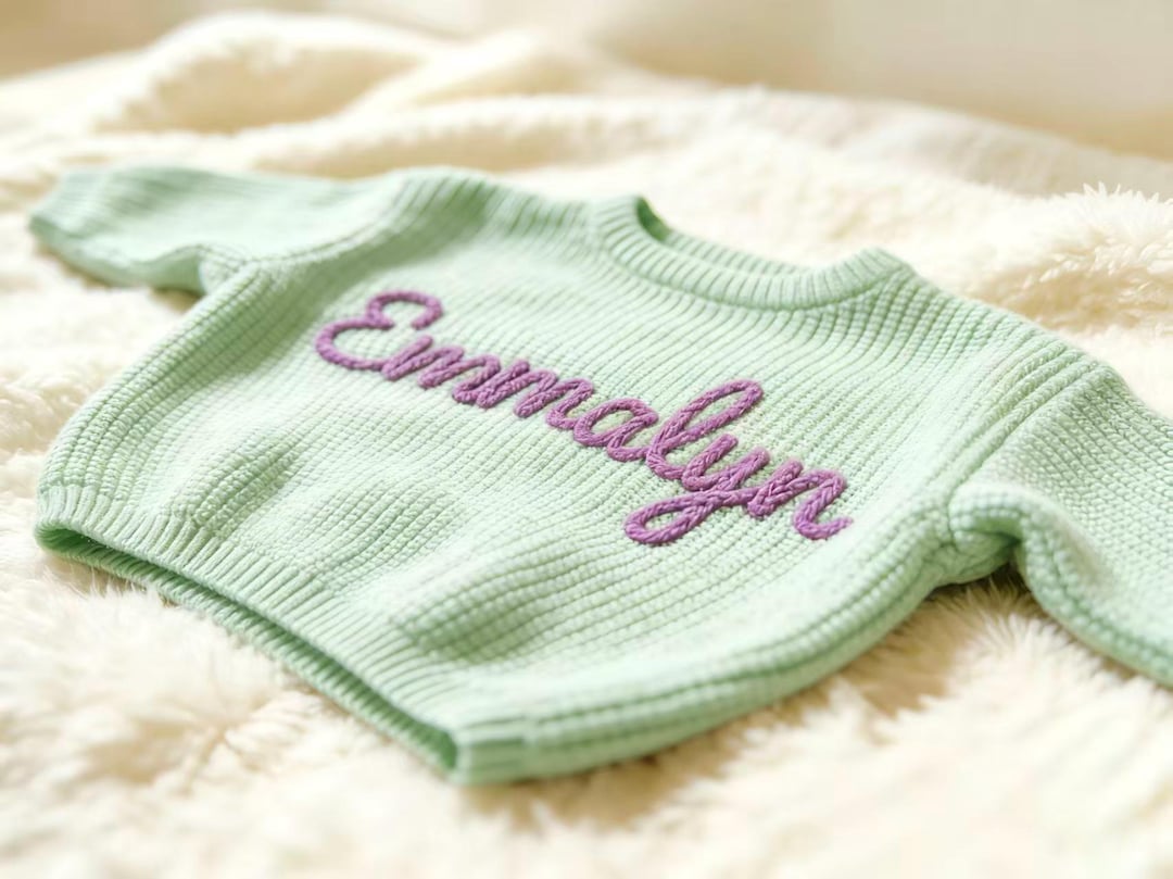 Personalized Hand Embroidered Baby Sweater: Custom Knit Name Jumper ...