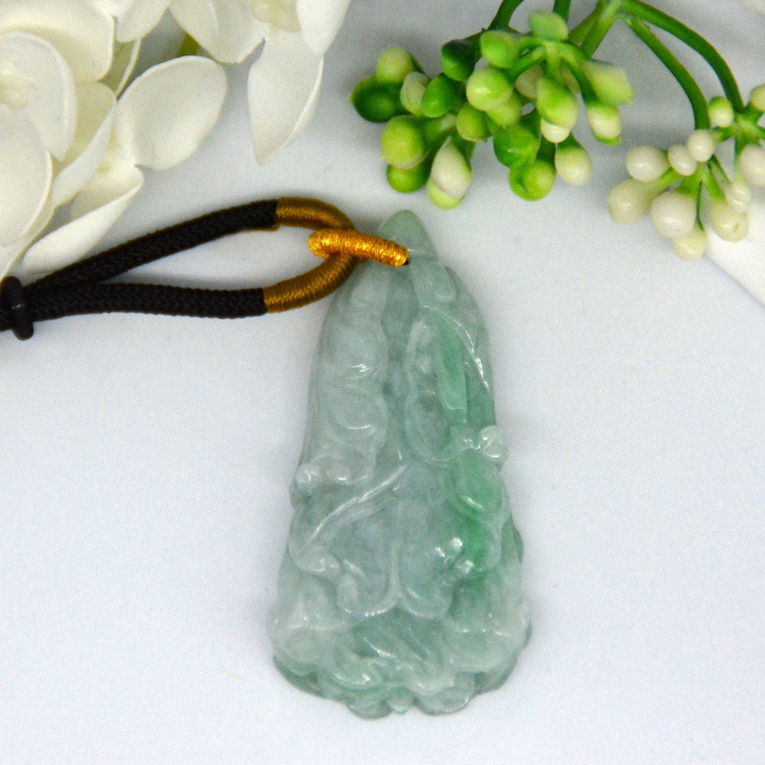 Handcraft Jade Pendant Necklace, Natural Unique Cabbage Jade Necklace ...