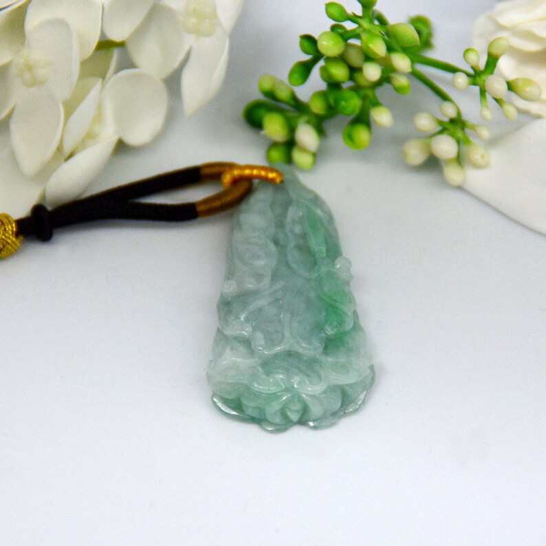Handcraft Jade Pendant Necklace, Natural Unique Cabbage Jade Necklace ...