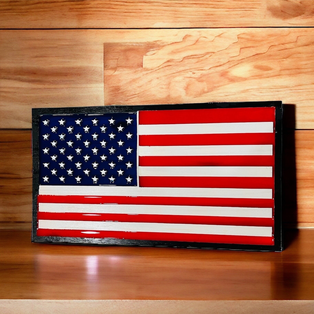 Wood Military Framed American Epoxy Flag - Etsy
