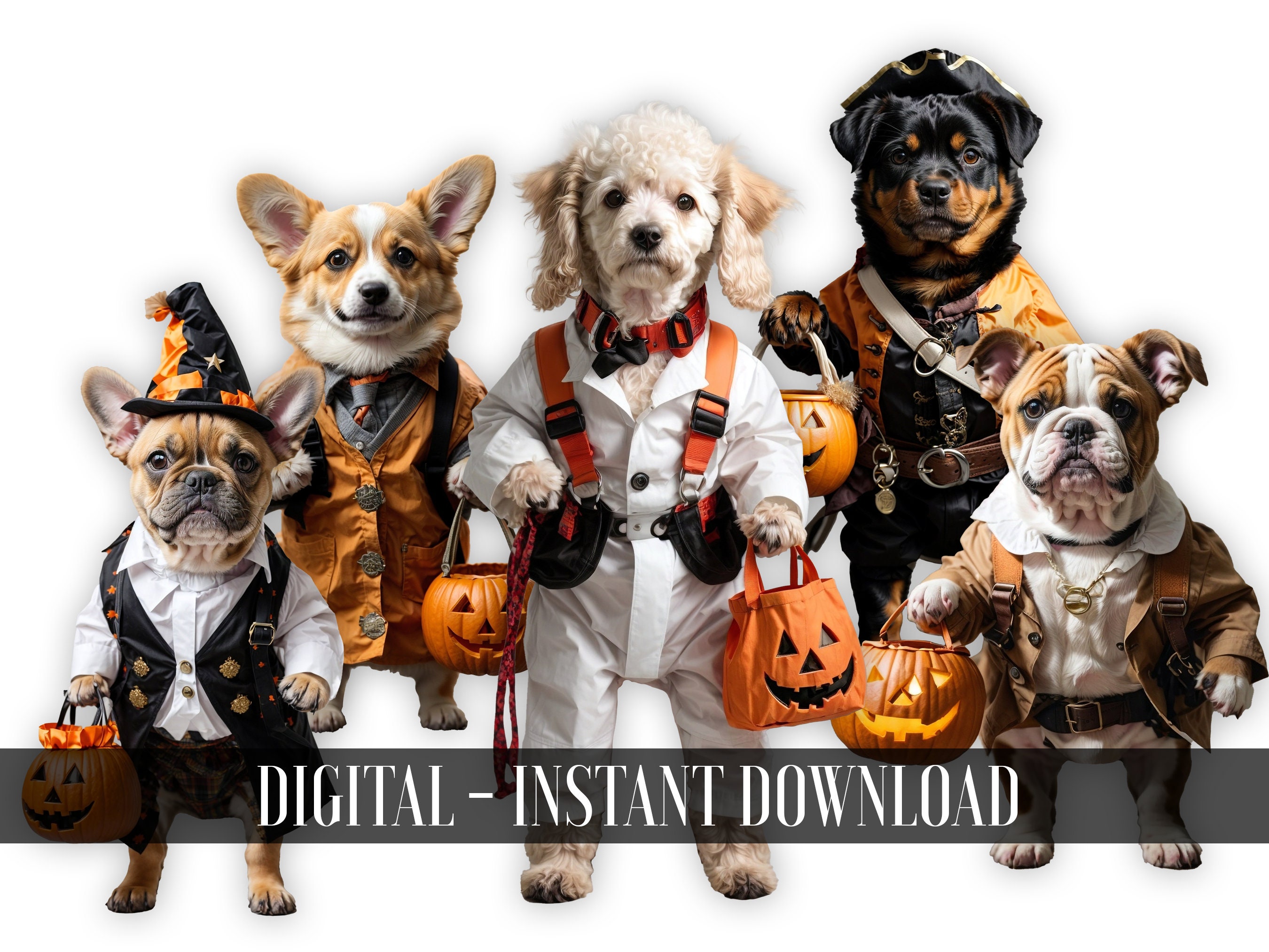 Halloween Dog 3 Clipart Bundle, [full Body] Puppys Wearing Halloween ...