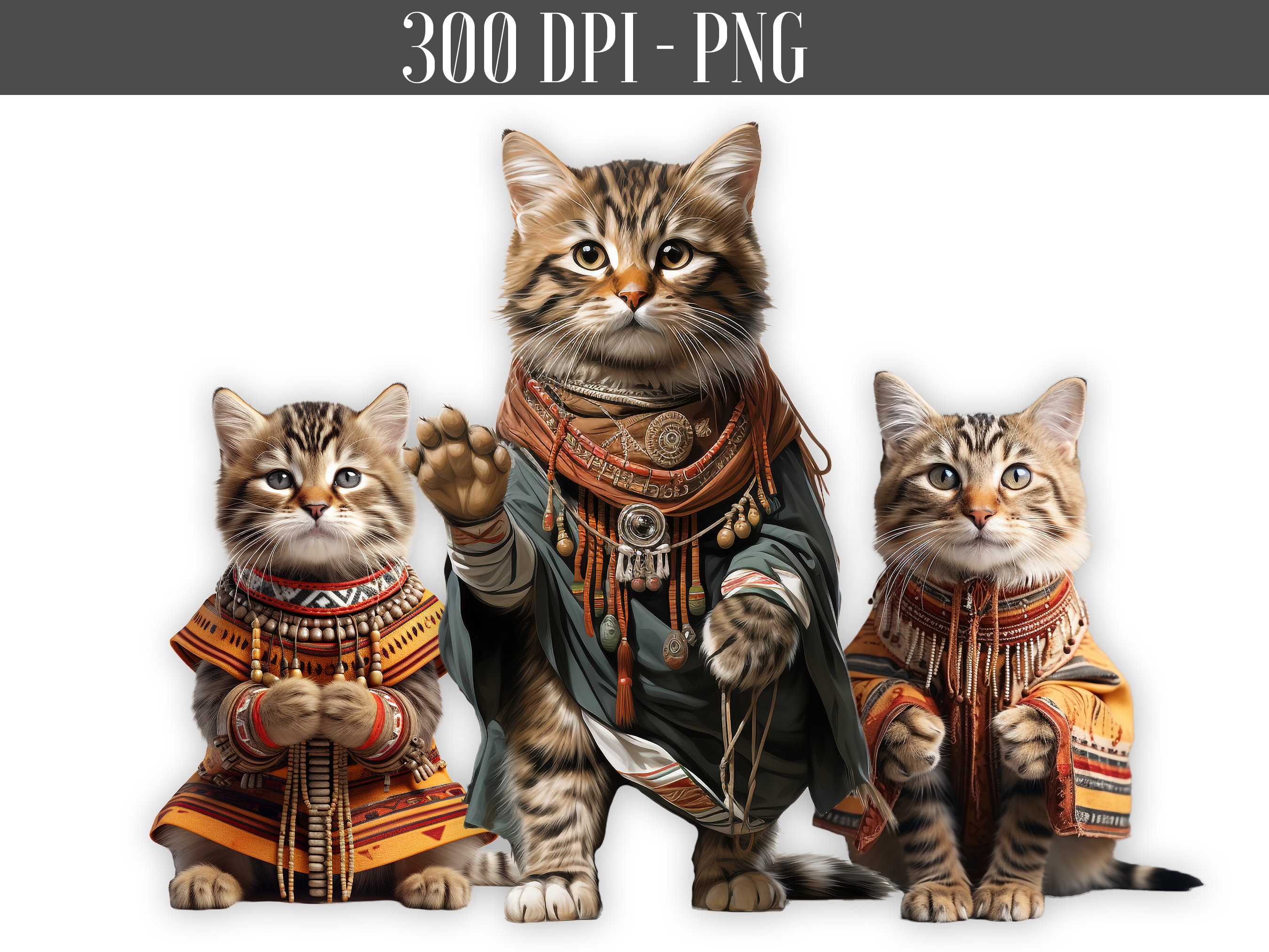 Tribal Cat in Suit Clipart Bundle, [full Body] Cats Wearing Tribal ...