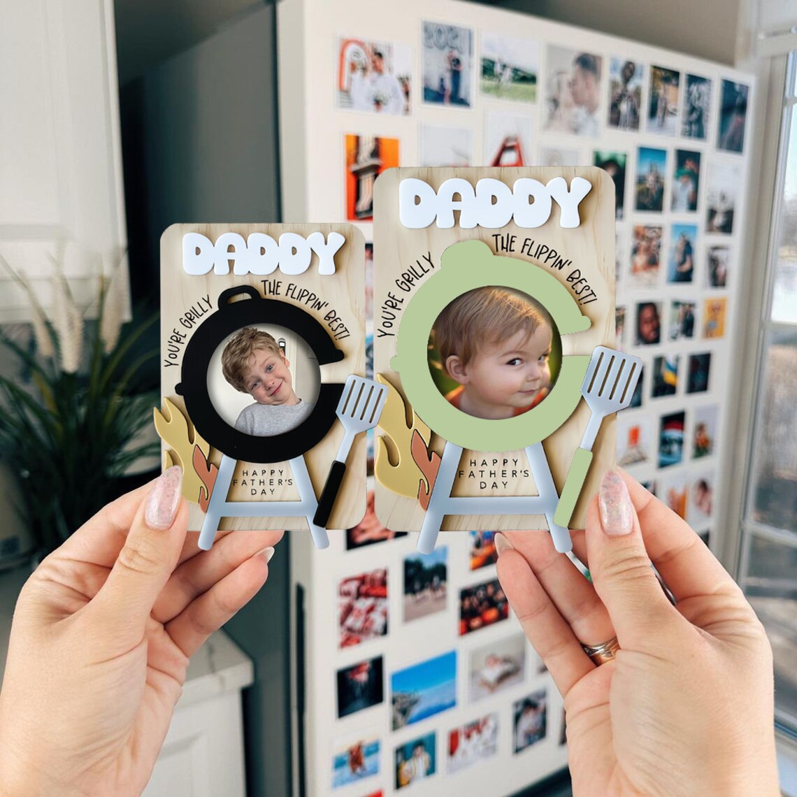 Custom Fridge Photo Magnet, Father's Day Gift, Wallet Size Photo Frame ...