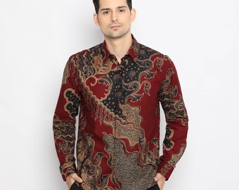 Men's Batik Shirt: Long Sleeve Design With a Classic Black Touch ...