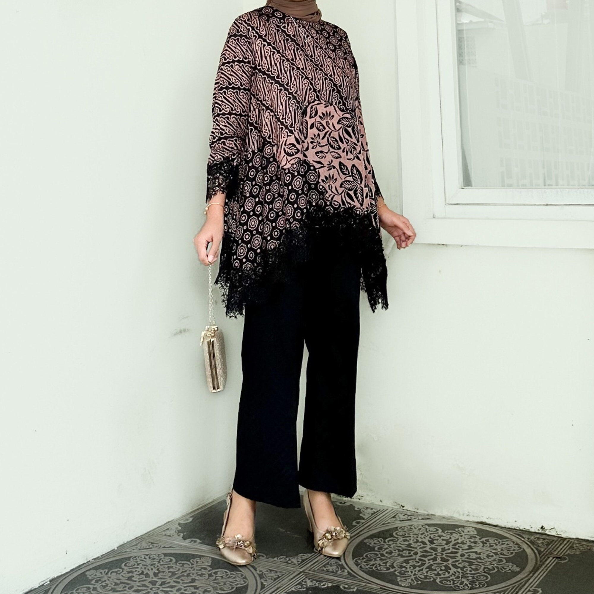 Chic Lace, Trimmed Batik Blouse in Modern Viscose, Batik Dress, Boho ...