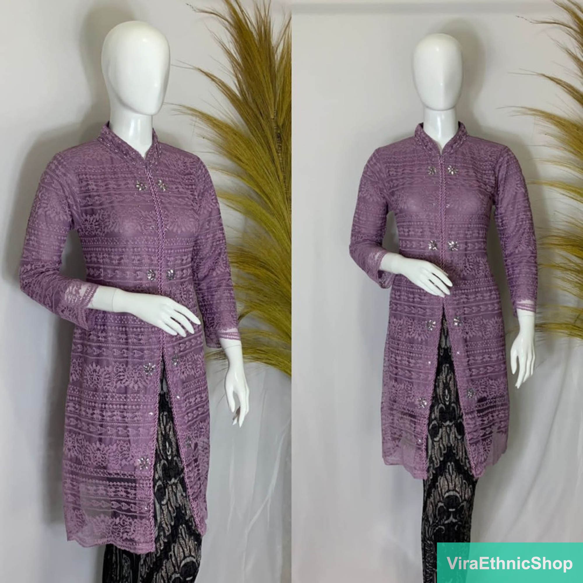 Brukat Tunic Kebaya Suit: Modern Elegance With a Touch of Sequins ...