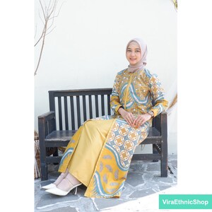 Look Stylish With a Premium Faatin Combination Batik Gamis, Women Dress ...
