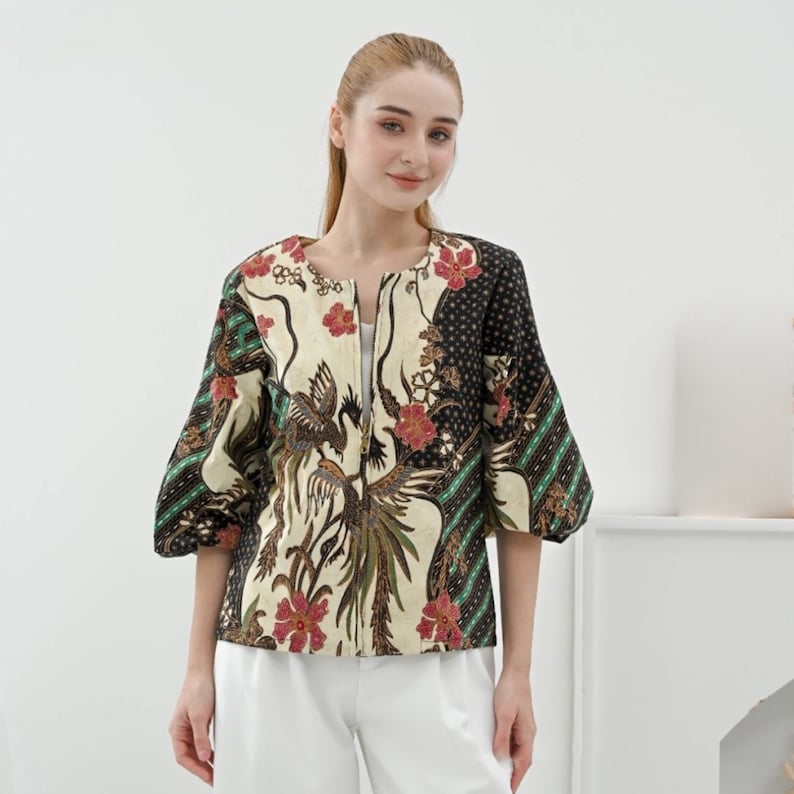 Affordable Modern Batik Bomber Jacket for Women, Office Chic, Women's ...