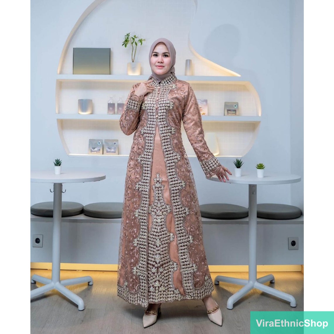 Muslimah Clothing: Embroidered Beleza Tulle Gamis With Elegant Design ...