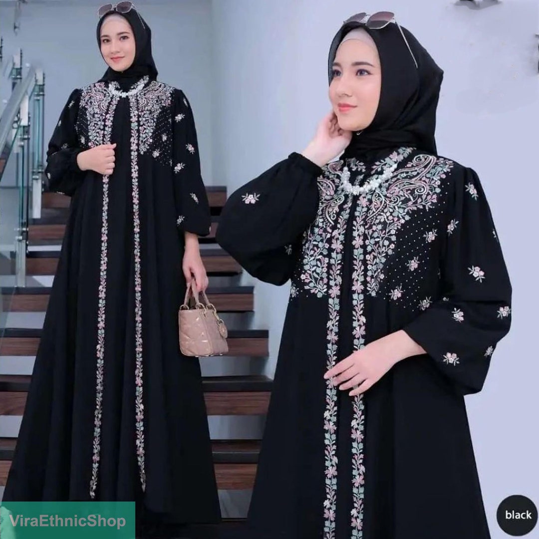 Women's Muslim Gamis - Look Stunning With a Touch of Elegant Embroidery ...