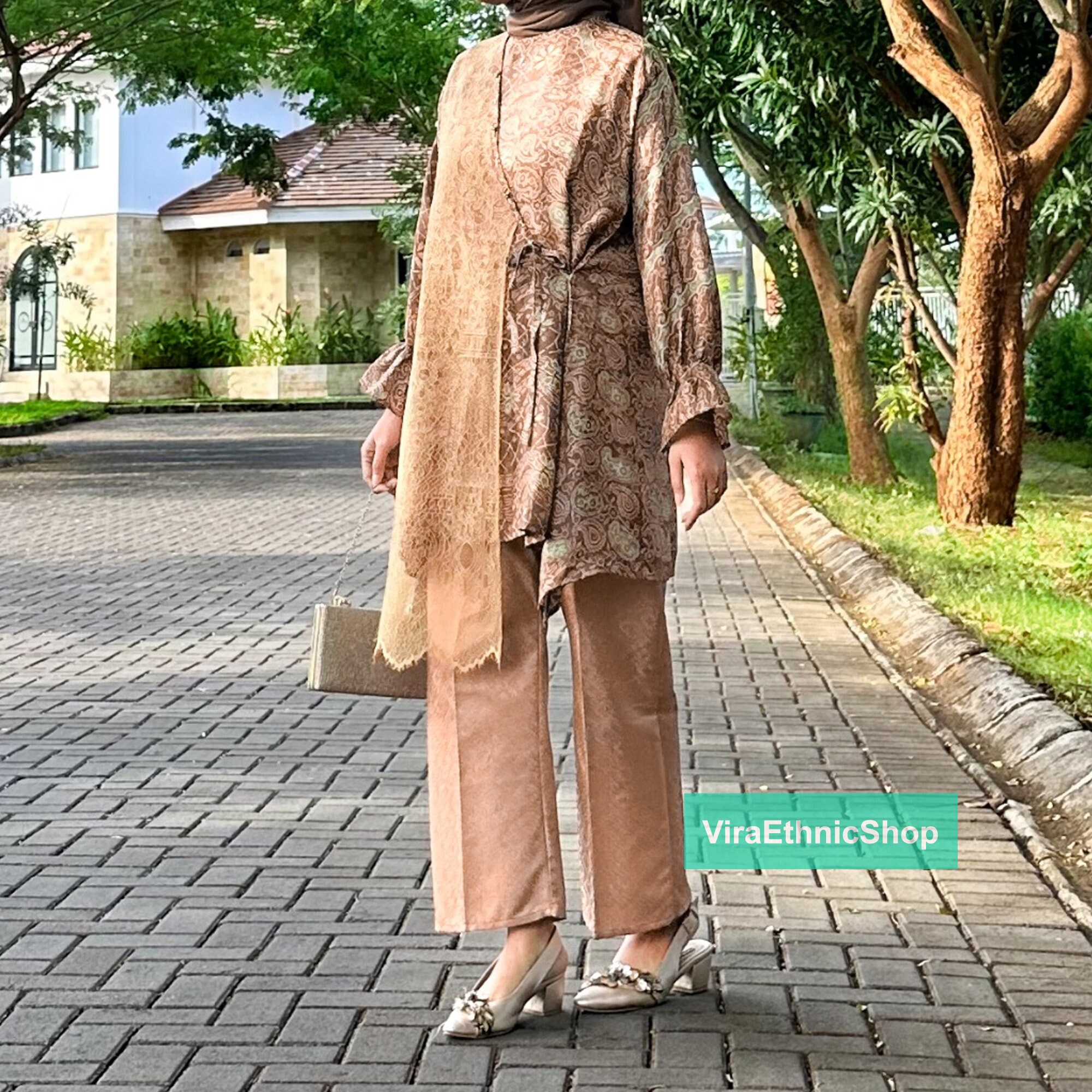 Look Elegant With the NADINE Tunic Blouse and Batik Pants Set, Womens ...