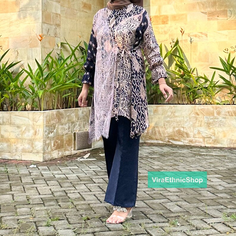 Look Elegant With the NADINE Tunic Blouse and Batik Pants Set, Womens ...