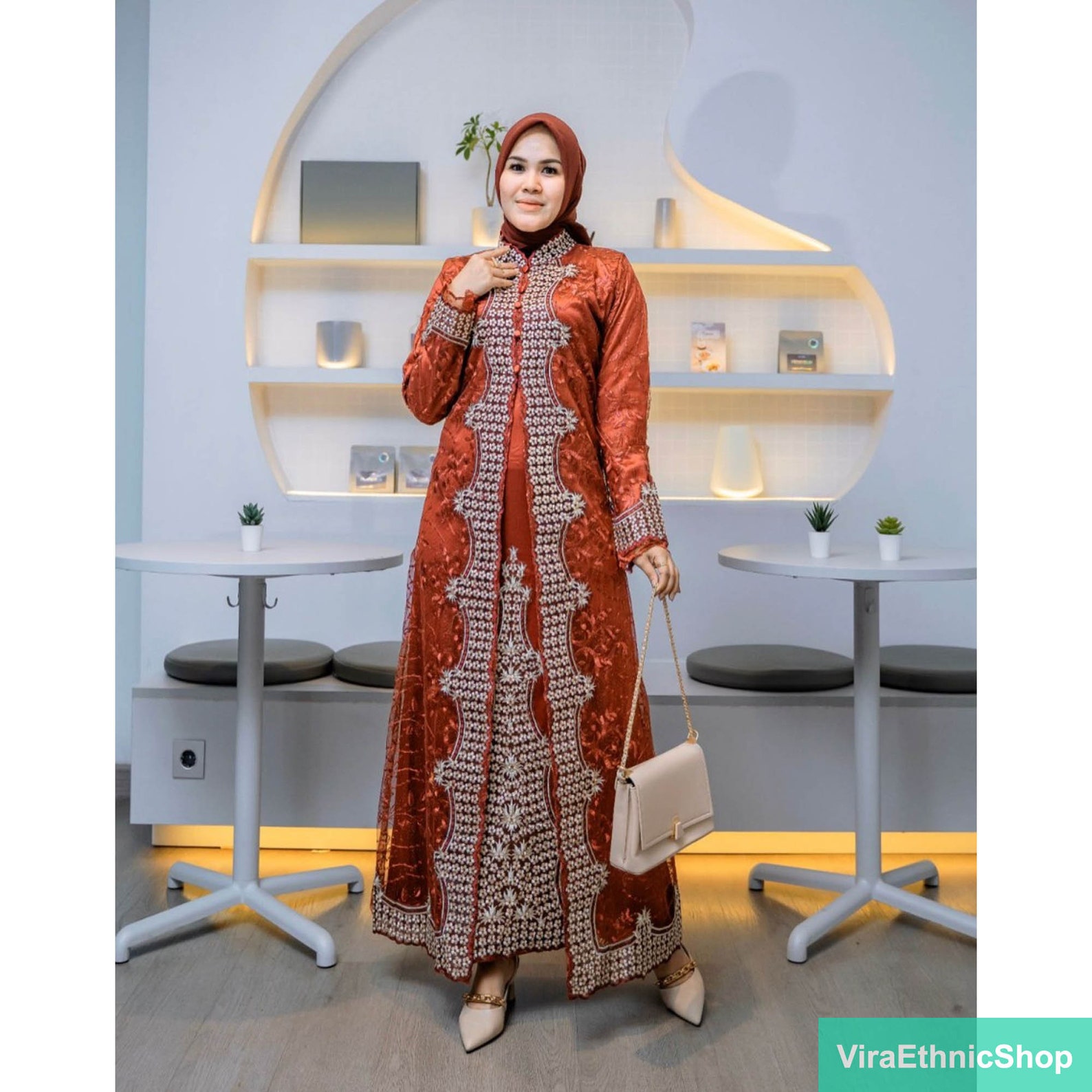 Muslimah Clothing: Embroidered Beleza Tulle Gamis With Elegant Design ...