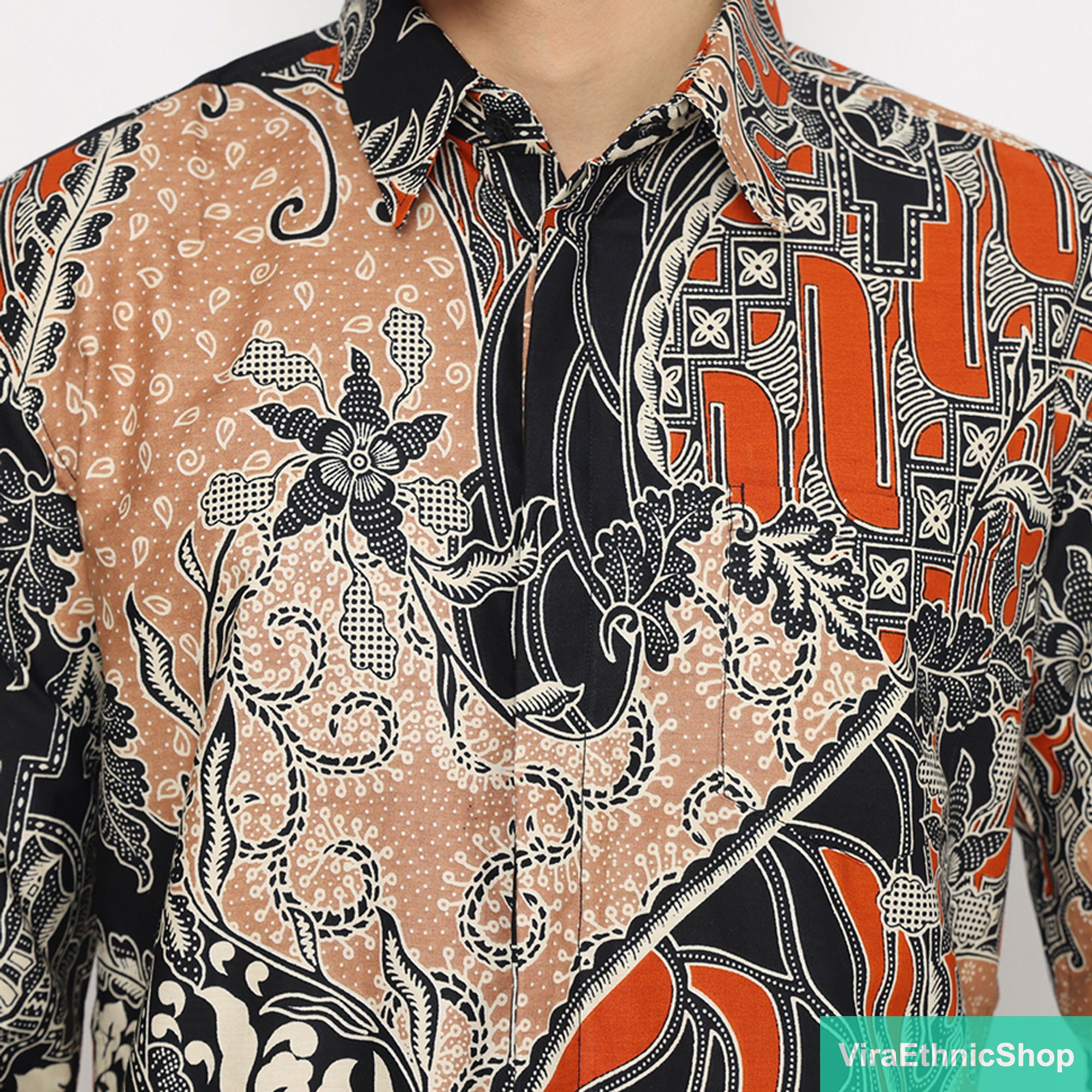 Long Sleeve Modern Batik Shirt With a Classic Touch: Wandira Black ...