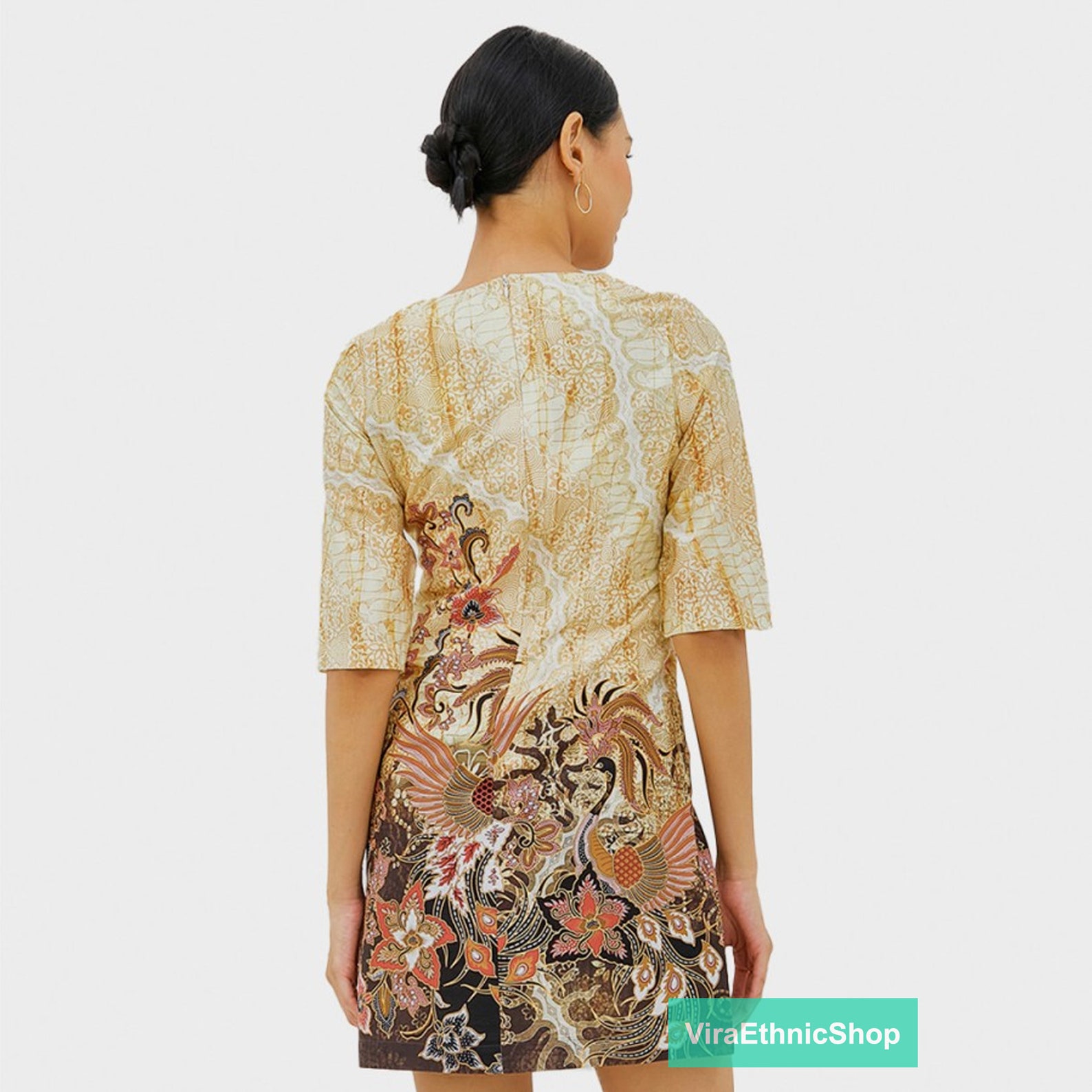 Batik Luxury in Every Detail: Women's Batik Ardhani Cream Dress ...