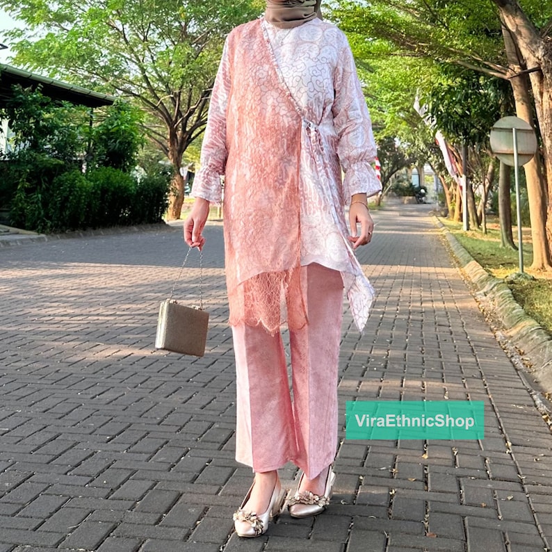 Look Elegant With the NADINE Tunic Blouse and Batik Pants Set, Womens ...