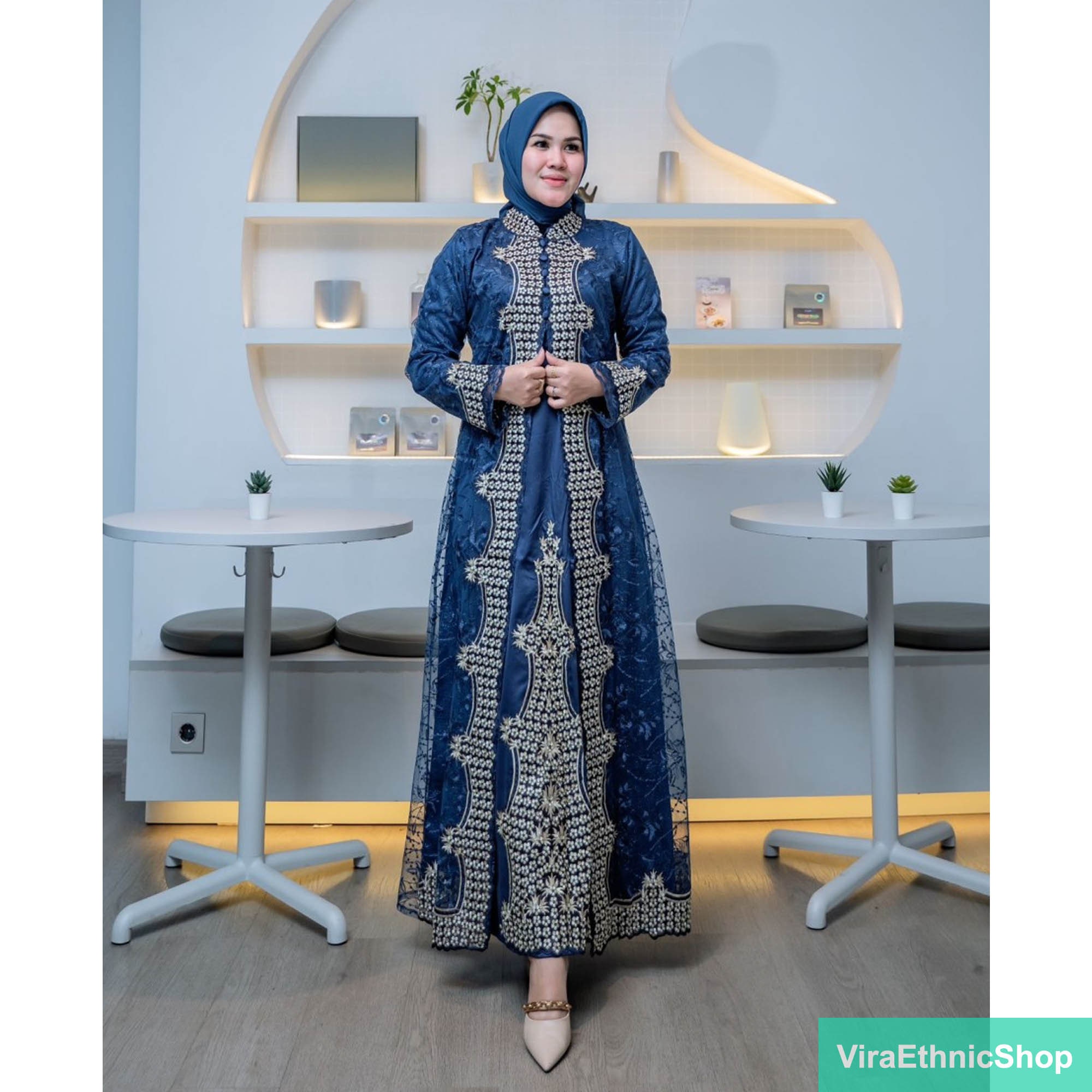 Muslimah Clothing: Embroidered Beleza Tulle Gamis With Elegant Design ...
