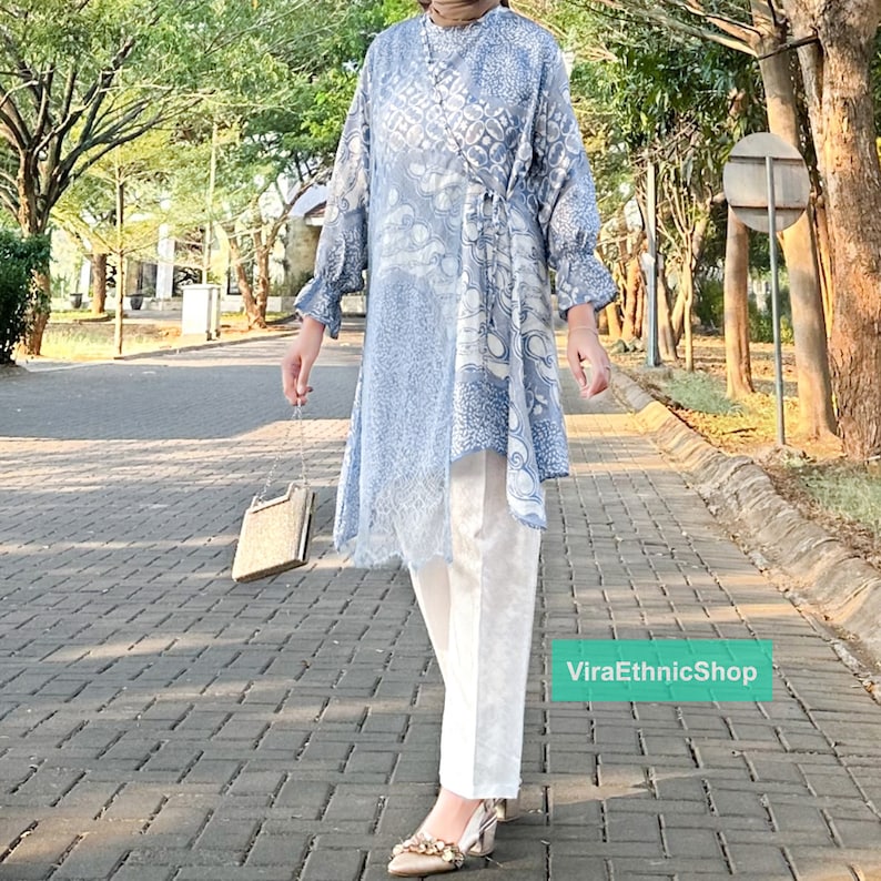 Look Elegant With the NADINE Tunic Blouse and Batik Pants Set, Womens ...