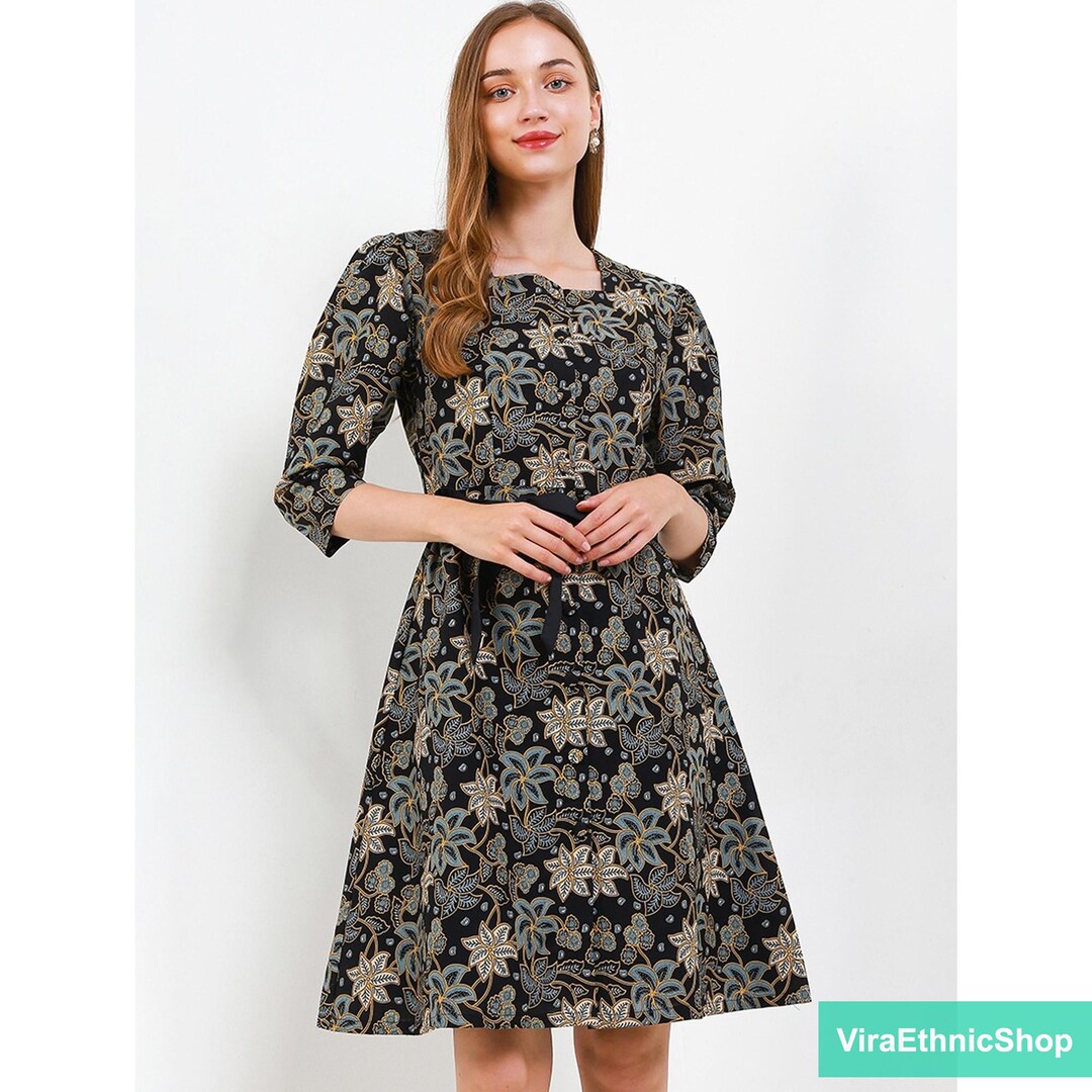 Rianty Batik Premium Dress Lindy: Elegant Furing Design for Women ...