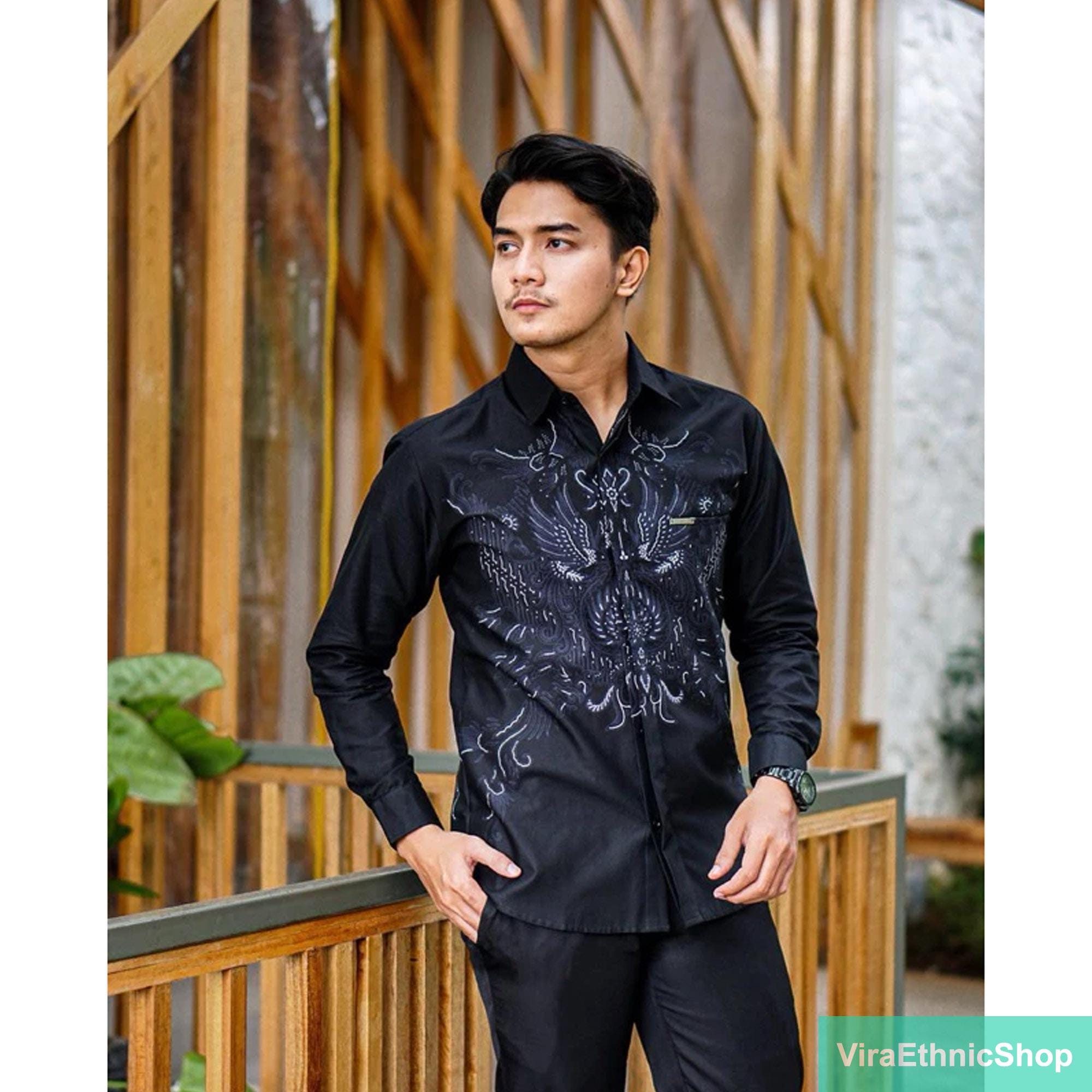 Toba Men's Long-sleeve Black Batik - Modern Slim Fit, Stylish Men, Men ...