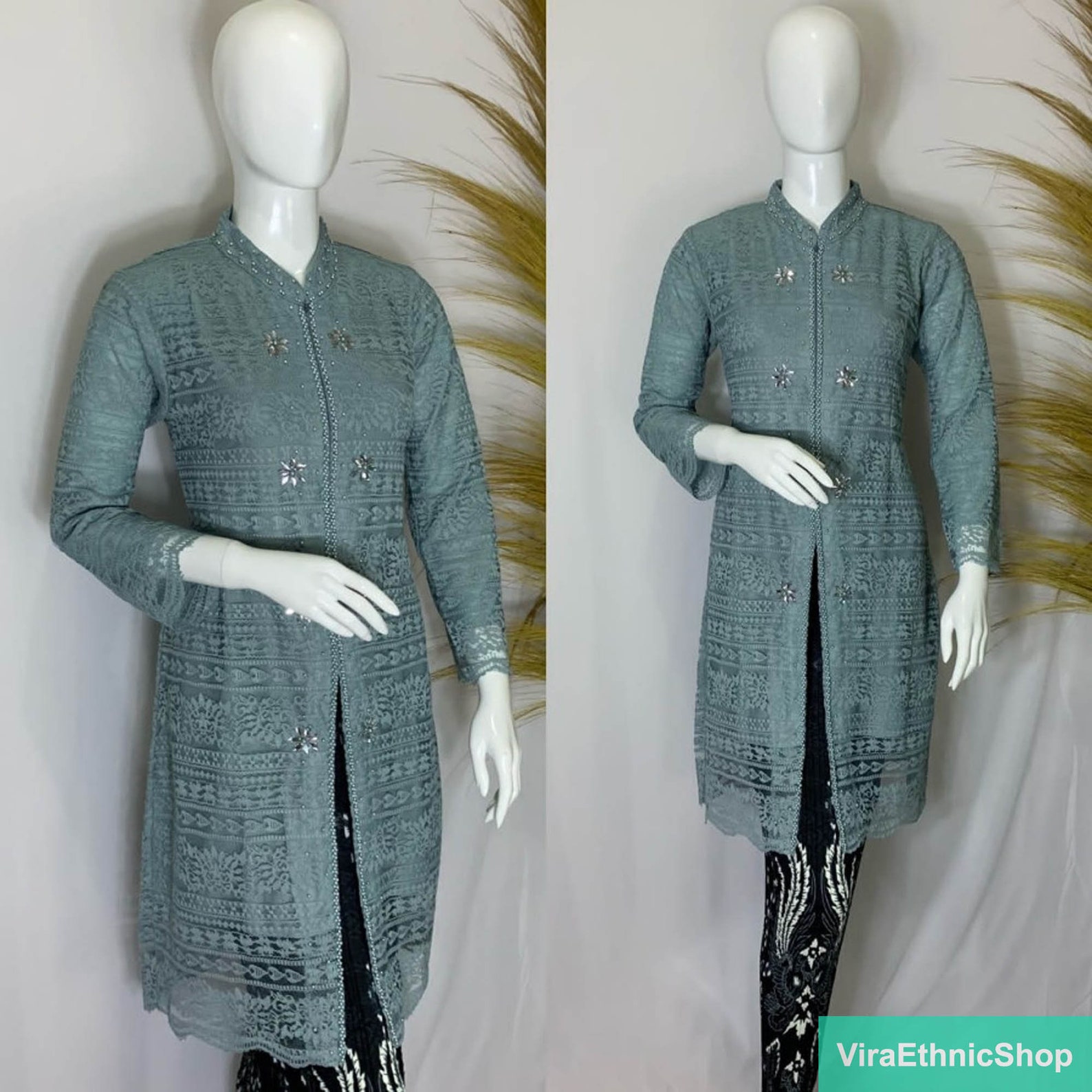 Brukat Tunic Kebaya Suit: Modern Elegance With a Touch of Sequins ...