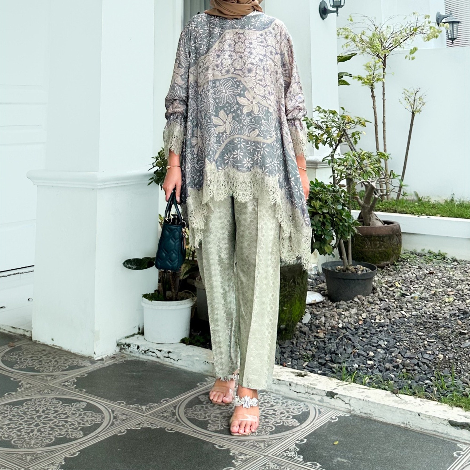 Chic Lace, Trimmed Batik Blouse in Modern Viscose, Batik Dress, Boho ...
