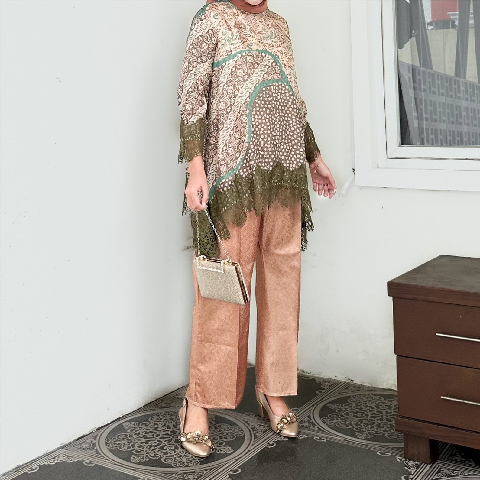 Chic Lace, Trimmed Batik Blouse in Modern Viscose, Batik Dress, Boho ...